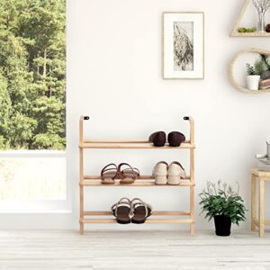 ALIMORDEN Wooden Shoe Storage Rack, Independent Standing Shoe Rack, Natural