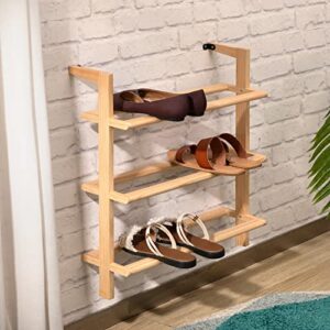 ALIMORDEN Wooden Shoe Storage Rack, Independent Standing Shoe Rack, Natural