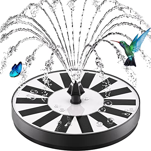 ZOLOCHEL Solar Fountain Pump Upgraded 100% Glass Covered, Outdoor Solar Powered Bird Bath Water Fountains with 8 Nozzles & 4 Fixers for Garden, Pond, Pool, Fish Tank Decoration - No Battery Needed