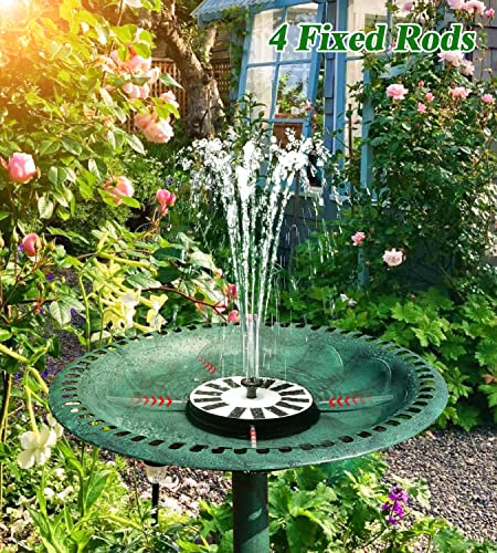 ZOLOCHEL Solar Fountain Pump Upgraded 100% Glass Covered, Outdoor Solar Powered Bird Bath Water Fountains with 8 Nozzles & 4 Fixers for Garden, Pond, Pool, Fish Tank Decoration - No Battery Needed