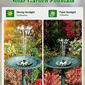 ZOLOCHEL Solar Fountain Pump Upgraded 100% Glass Covered, Outdoor Solar Powered Bird Bath Water Fountains with 8 Nozzles & 4 Fixers for Garden, Pond, Pool, Fish Tank Decoration - No Battery Needed