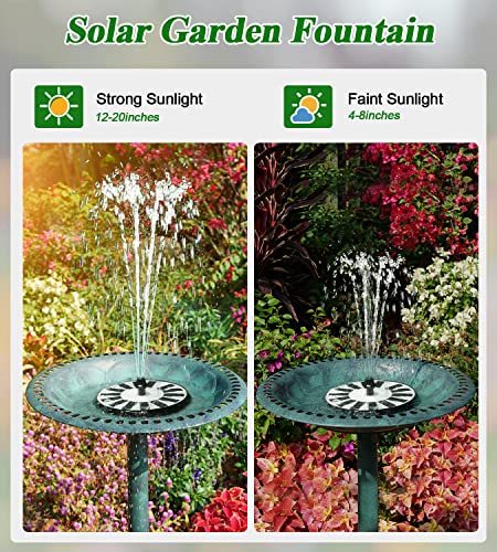 ZOLOCHEL Solar Fountain Pump Upgraded 100% Glass Covered, Outdoor Solar Powered Bird Bath Water Fountains with 8 Nozzles & 4 Fixers for Garden, Pond, Pool, Fish Tank Decoration - No Battery Needed