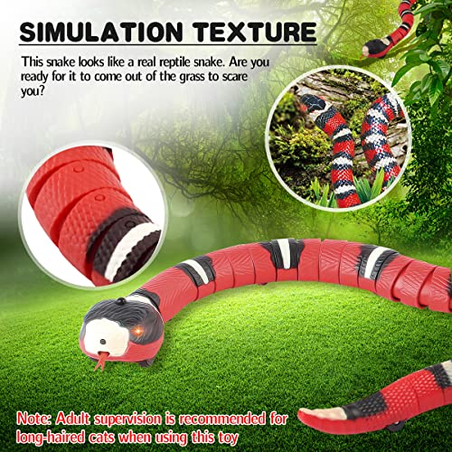 BNLLD Cat Interactive Toys Squeaky Toys for Dogs Cat Pet Toys Snake Electric Infrared Induction Snake Gag Toy, USB Rechargeable Realistic Simulation Smart Sensing RC Snake Tricky Joke Toy