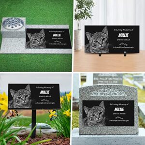 Personalized Human Memorial Stones Black Granite Memorial Garden Stone 12x6 Inches Engraved with Photo Name Date Memorial Stones for Loved Ones Personalized or Dog Cat Pet Memorial Stones