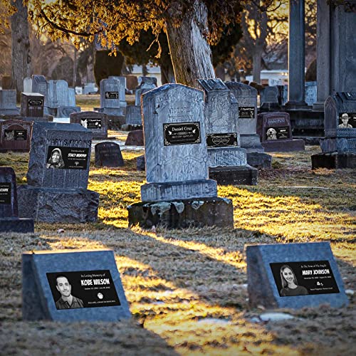 Personalized Human Memorial Stones Black Granite Memorial Garden Stone 12x6 Inches Engraved with Photo Name Date Memorial Stones for Loved Ones Personalized or Dog Cat Pet Memorial Stones