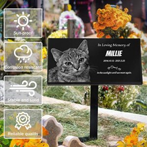 Personalized Human Memorial Stones Black Granite Memorial Garden Stone 12x6 Inches Engraved with Photo Name Date Memorial Stones for Loved Ones Personalized or Dog Cat Pet Memorial Stones