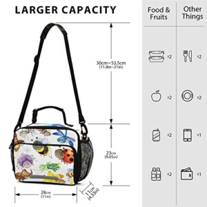 KOCOART Cartoon Insects Insulated Lunch Bag Large for Women Men Bee Dragonfly Bug Cooler Tote Bag with Adjustable Shoulder Strap Reusable Picnic Lunch Box Outdoor for Adult Office