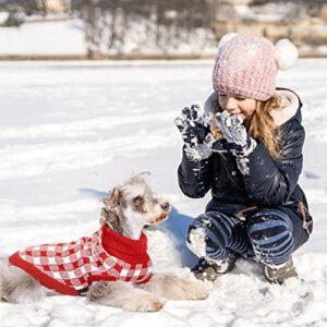 Dog Sweater, Nobleza Turtleneck Thick Knitted Cat Sweater with Classic Plaid Pattern, Warm & Soft Dog Christmas Outfit for Small Medium Large Dogs Puppies Cats