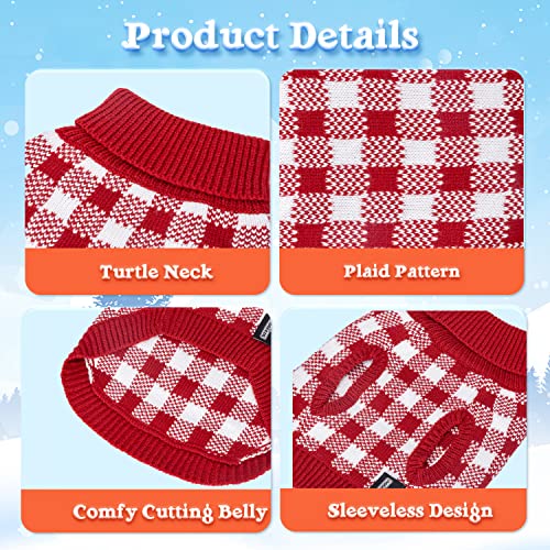 Dog Sweater, Nobleza Turtleneck Thick Knitted Cat Sweater with Classic Plaid Pattern, Warm & Soft Dog Christmas Outfit for Small Medium Large Dogs Puppies Cats