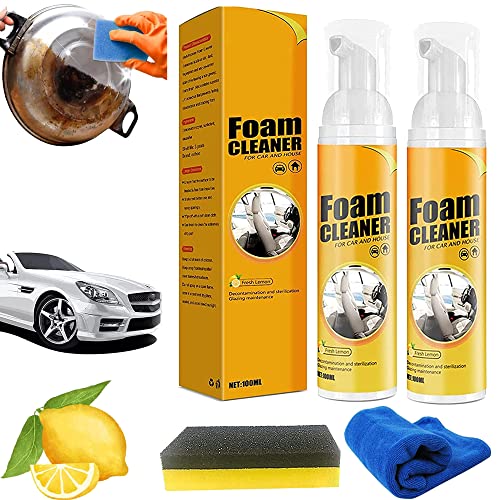 DIZHIGE 100ML Amplesunshine Foam Cleaner, Multifunctional Car Foam Cleaner, Powerful Stain Removal Kit, All Purpose Foam Cleaner for Car and House (2PCS-100ML)