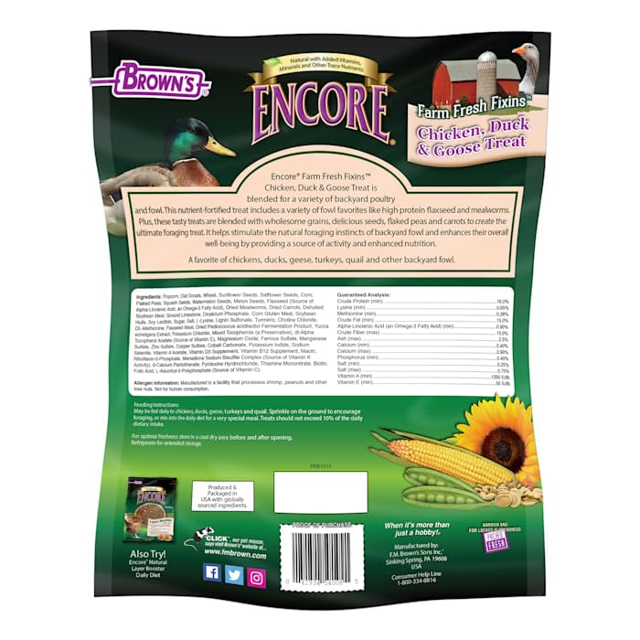 FM Brown Encore Natural Farm Fresh Fixins Chicken, Duck & Goose Treat, 2 lbs.