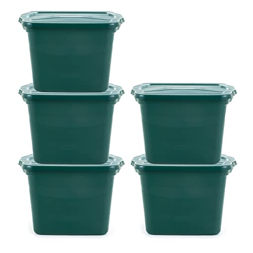 Rubbermaid ECOSense Storage Containers with Lids, Durable and Reusable Stackable Storage Bins for Garage or Home Organization, Made From Recycled Materials, 29 Gal - 5 Pack