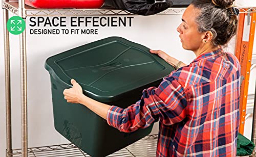 Rubbermaid ECOSense Storage Containers with Lids, Durable and Reusable Stackable Storage Bins for Garage or Home Organization, Made From Recycled Materials, 29 Gal - 5 Pack