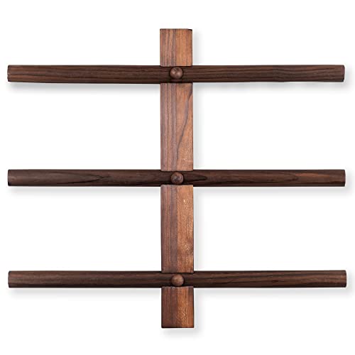 Rustic State Kuntra Wall Mounted Wood Vertical Wine Rack Holder Storage Shelf Organizer for 6 Bottles - Home, Kitchen, Dining Room Bar Décor - Walnut