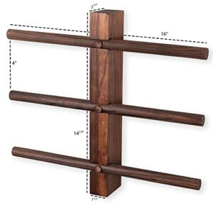 Rustic State Kuntra Wall Mounted Wood Vertical Wine Rack Holder Storage Shelf Organizer for 6 Bottles - Home, Kitchen, Dining Room Bar Décor - Walnut