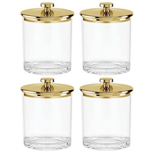 mDesign Small Acrylic Apothecary Jars with Airtight Lids, Organizer Canister Jar Set for Kitchen, 37 oz., Food Storage Container for Pantry and Counter, Lumiere Collection, 4 Pack, Clear/Soft Brass