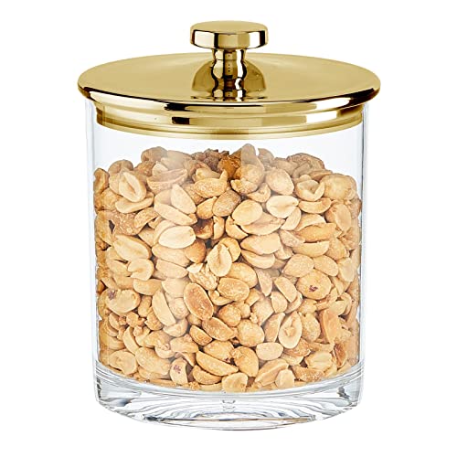 mDesign Small Acrylic Apothecary Jars with Airtight Lids, Organizer Canister Jar Set for Kitchen, 37 oz., Food Storage Container for Pantry and Counter, Lumiere Collection, 4 Pack, Clear/Soft Brass