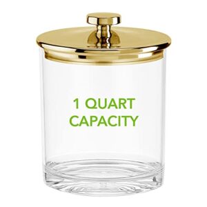 mDesign Small Acrylic Apothecary Jars with Airtight Lids, Organizer Canister Jar Set for Kitchen, 37 oz., Food Storage Container for Pantry and Counter, Lumiere Collection, 4 Pack, Clear/Soft Brass