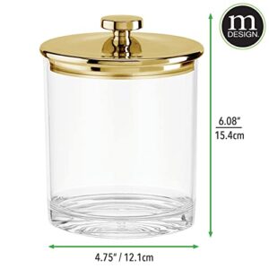 mDesign Small Acrylic Apothecary Jars with Airtight Lids, Organizer Canister Jar Set for Kitchen, 37 oz., Food Storage Container for Pantry and Counter, Lumiere Collection, 4 Pack, Clear/Soft Brass