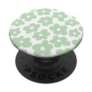 aesthetic sage green flowers retro daisy popsockets standard popgrip