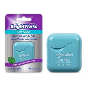 brightworks soft slide dental floss, for tight spaces and extra comfort, 43.7 yards (pack of 4)