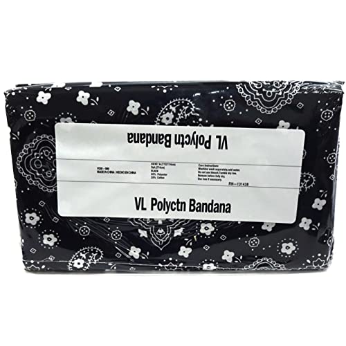 Shason Textile 45" (3 Yards Cut) Poly Cotton Bandana Print Precut Fabric, Black