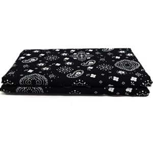 Shason Textile 45" (3 Yards Cut) Poly Cotton Bandana Print Precut Fabric, Black