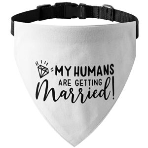 my humans are getting married dog bandana, engagement dog bandana, pet scarf, engagement photo, wedding dog bandana with adjustable collars for small medium large dogs cats pet (medium, white)