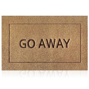 jjuuyou go away door mat durable welcome mats outdoor front door indoor non slip backing doormat funny rubber door decor for patio, easy clean patio entrance mat