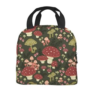 Mushroom Lunch Bag For Work Insulated Reusable Lunch Box Container Portable Cooler Bag Reusable Tote Bag For Women Men