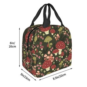 Mushroom Lunch Bag For Work Insulated Reusable Lunch Box Container Portable Cooler Bag Reusable Tote Bag For Women Men