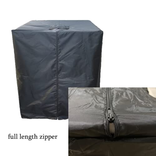 J&C 420D IBC Tote Cover Waterproof Plastic Water Storage Tank Cover with Zipper Cover for Outdoor IBC Totes Dust Cover for Water Barrel 1000L Patio Water Container Protector IBC Tote Covers