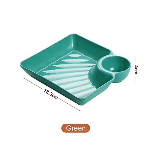 Haifle Chip And Dip Set, 7.2inch Square Japanese Sushi Plates Reusable BPA-Free Plastic Divided Serving Dish Trays For Dessert, Salad, Sushi, Fruits, Veggie, Snacks-4-Set