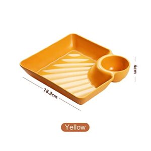 Haifle Chip And Dip Set, 7.2inch Square Japanese Sushi Plates Reusable BPA-Free Plastic Divided Serving Dish Trays For Dessert, Salad, Sushi, Fruits, Veggie, Snacks-4-Set