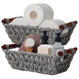 GRANNY SAYS Bundle of 1-Pack Woven Wastebasket for Organizing & 2-Pack Woven Storage Baskets for Bathroom