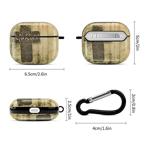 YouTary Compatible with Airpods 3 Case Cover 2021 with Keychain Christian Religious Bible Verse The Lord Is My Rock Pattern, Apple AirPod Headphone Cover Unisex Shockproof Protective Wireless Charging