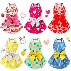 6 pieces puppy dog dress pet bowknot princess dress puppy floral vest skirt pet summer dress dog cute rosette sundress apparel for small dog cat pet (s (3-5lbs), cute style)