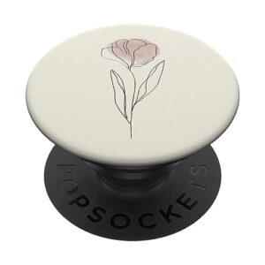 minimalistic boho tulip flower line art pastel beige popsockets standard popgrip