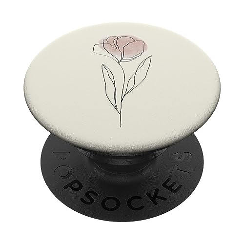 Minimalistic Boho Tulip Flower Line Art Pastel Beige PopSockets Standard PopGrip