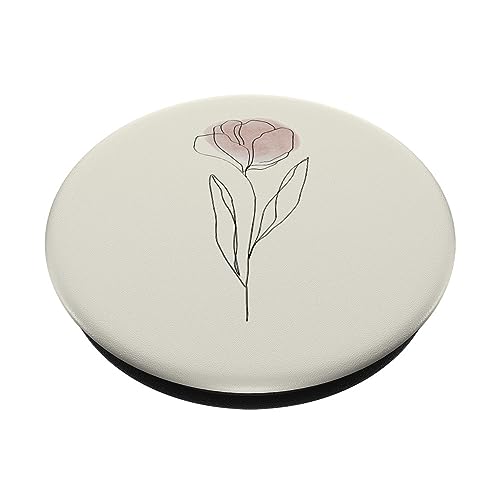 Minimalistic Boho Tulip Flower Line Art Pastel Beige PopSockets Standard PopGrip