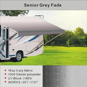 Dulepax RV Awning Fabric Replacement(16'2" Fabric) Heavy Duty 16 oz Vinyl Fabric -Camper Awning Replacement Universal Replacement RV Awnings for All Awning Brands-Senior Fade Grey