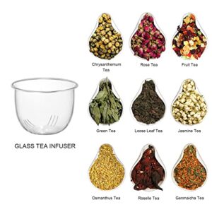 Glass Tea Infuser Cup Gift Set, Glass Teacups with Removable Strainer and Bamboo Lid for Steeping Blooming Tea, Loose Leaf Tea, Lead-free, Microwave & Dishwasher Safe,13oz/380ml