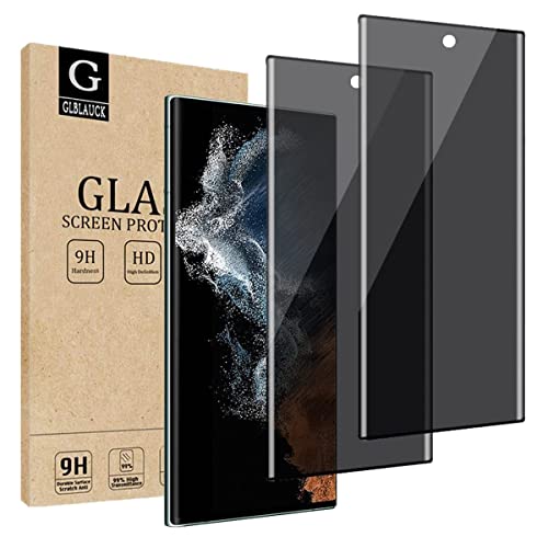 GLBLAUCK [2-Pack] Privacy Screen Protector for Samsung Galaxy S22 Ultra 5G, Anti-Spy 3D Curve Edge 9H Hardness Tempered Glass Screen Protectors for Samsung Galaxy S22 Ultra (6.8")