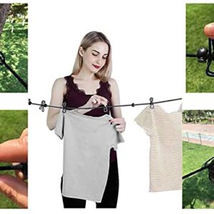 Portable Clothesline with 12pcs Clips, 3 Pack Windproof Travel Camping Clothes line Retractable Elastic Laundry Drying Clothes Line for Backyard, Hotel, Outdoor and Indoor Use(Black+Blue+Purple)