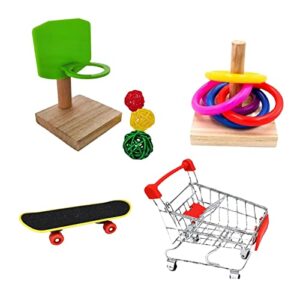 LOVIVER Bird Training Toys Parrot Toy Parakeet Shopping Cart for Cockatiel Budgie