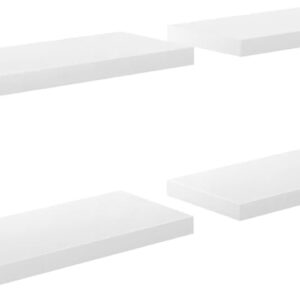 vidaXL Set of 4 High Gloss White Floating Shelves - Durable Honeycomb MDF with Metal Frame - 23.6"x9.3"x1.5"