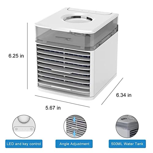 Hua Sheng Portable air conditioner, personal air cooler, 3-speed 7-color night light, mini air conditioner, table fan in room and office, air humidifier, air cooler with USB cable