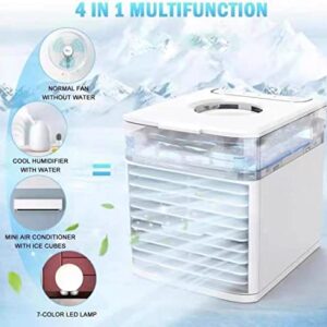 Hua Sheng Portable air conditioner, personal air cooler, 3-speed 7-color night light, mini air conditioner, table fan in room and office, air humidifier, air cooler with USB cable