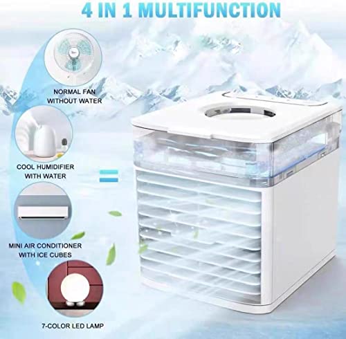 Hua Sheng Portable air conditioner, personal air cooler, 3-speed 7-color night light, mini air conditioner, table fan in room and office, air humidifier, air cooler with USB cable