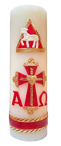 Angelitos de Mexico Alpha Omega Sheep Catholic Paschal Candle Handmade Artisanal Cirio